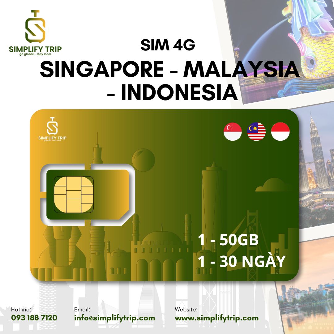Sim Singapore, Malaysia, Indonesia tốc độ cao 4G, chỉ có data | Simplify Trip